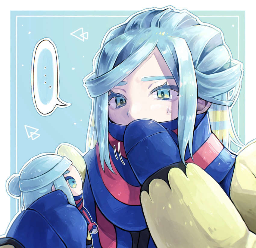 Safebooru - ... 1boy blonde hair blue eyes blue hair blue mittens ...