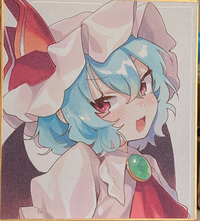 Safebooru - 1girl :d ascot black wings blue hair blush crossed bangs ...