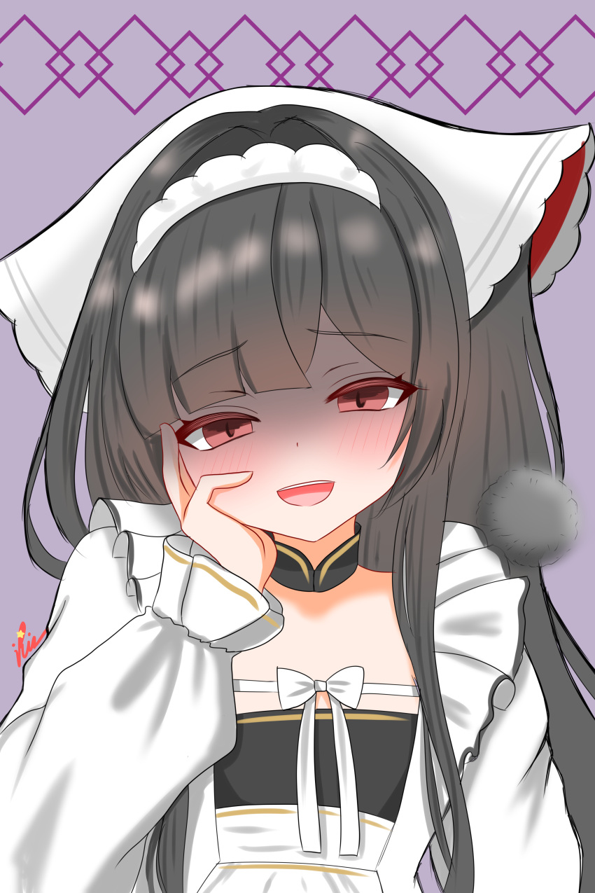 Safebooru - 1girl absurdres azur lane black hair blush chang feng (azur lane) dress frilled ...