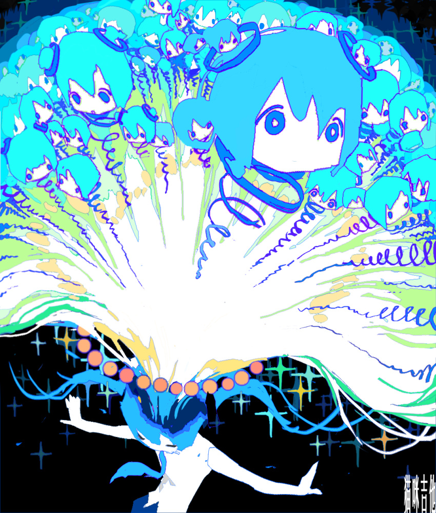 Safebooru - 1girl abstract artist name blue eyes blue hair chibi ...