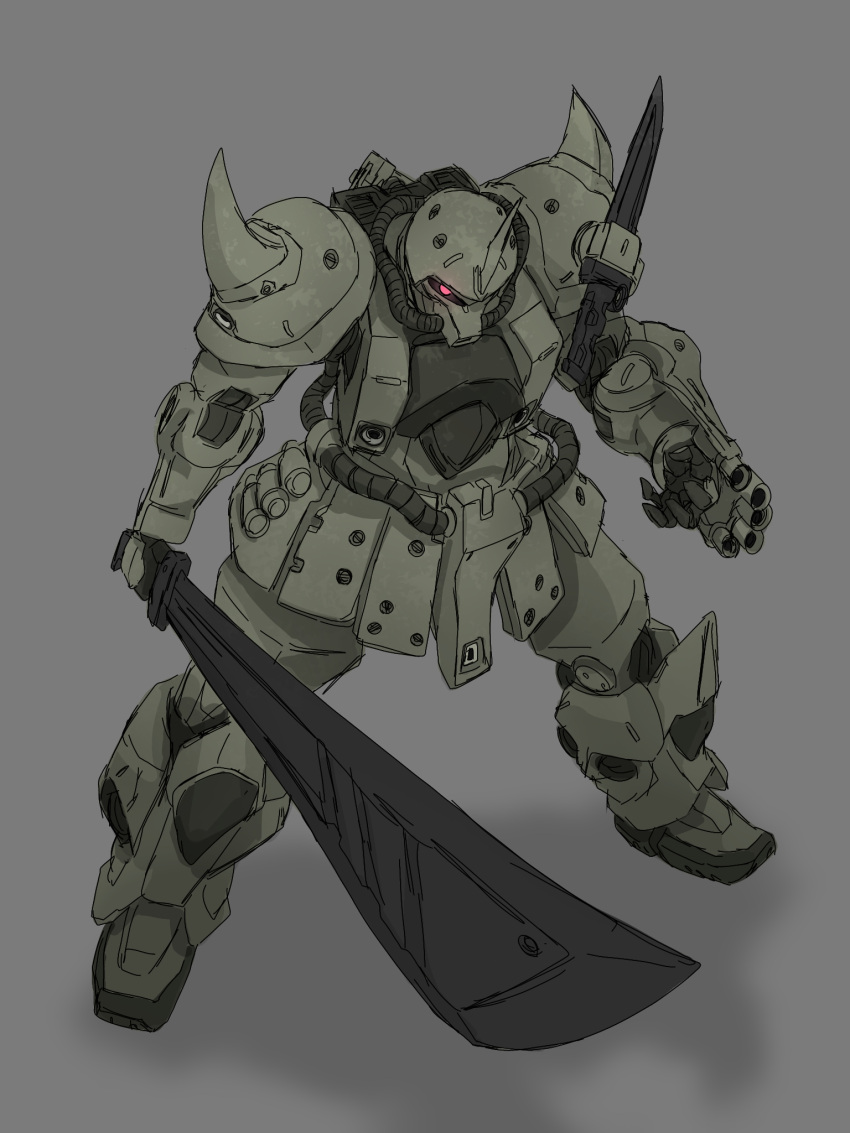 Safebooru - arm cannon commentary request gouf grey background gundam ...