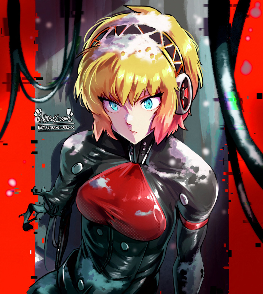 Safebooru - 1girl absurdres aigis (persona) android blonde hair blue eyes damaged haysey highres ...