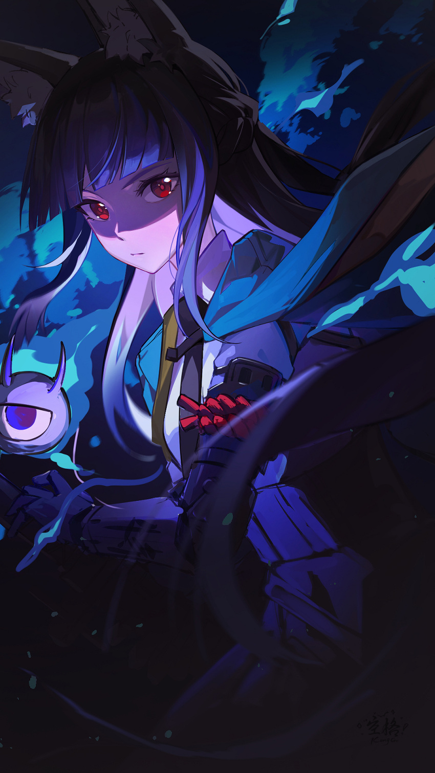 Safebooru - 1girl animal ear fluff animal ears black hair black necktie black skirt blunt bangs ...