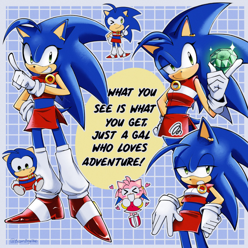 Safebooru - 2girls ahoge amy rose animal ears animal nose beanbagstab blue background blue fur ...