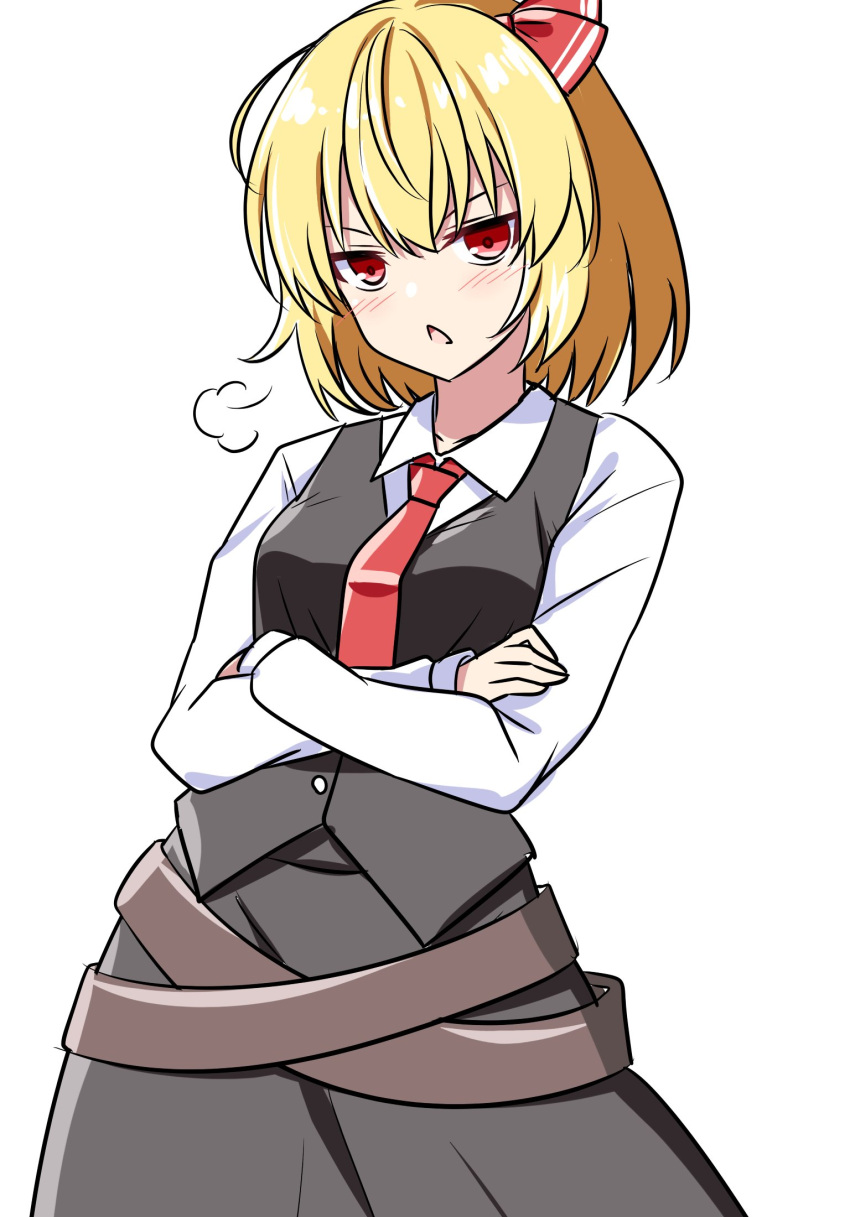 Safebooru 1girl Black Skirt Black Vest Blonde Hair Blush Collared 1660