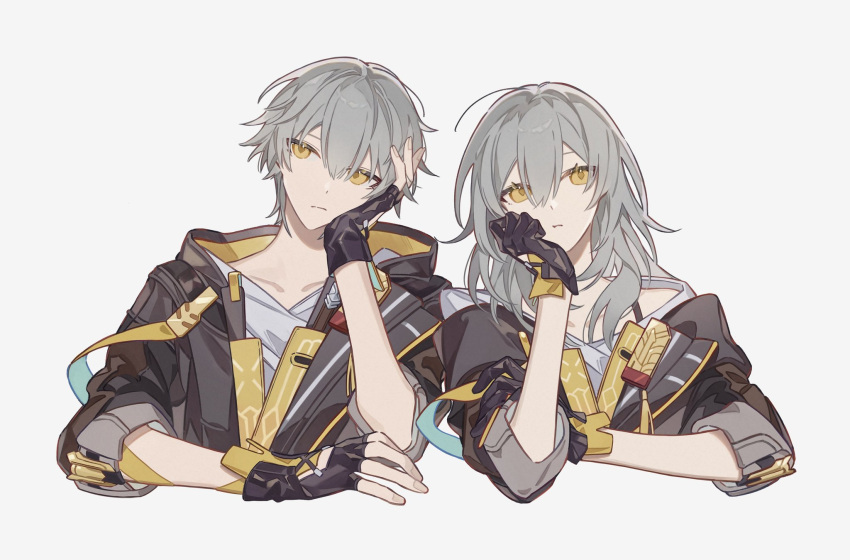 Safebooru - 1boy 1girl black coat black gloves caelus (honkai: star ...