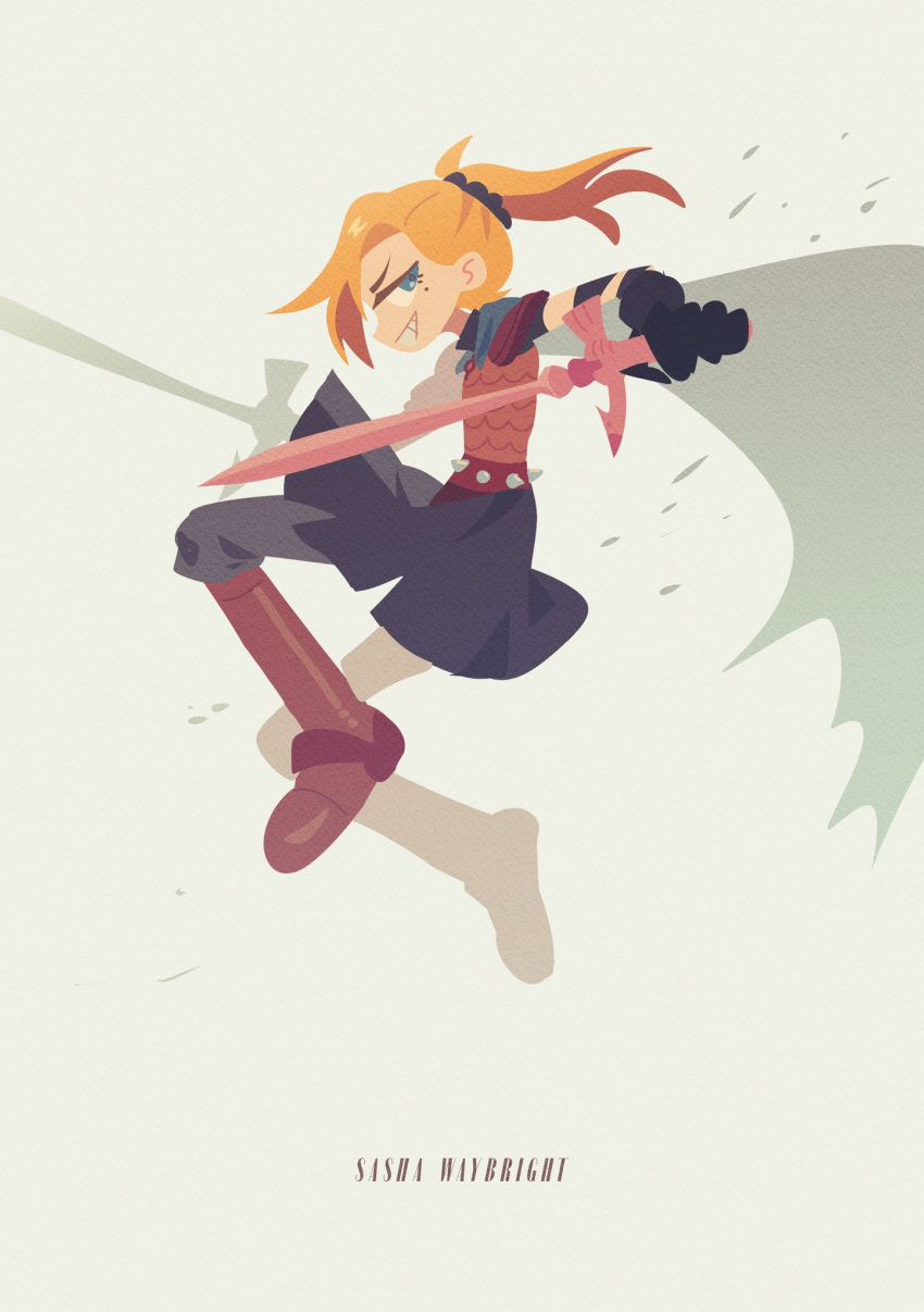 Safebooru - 1girl amphibia armor armored boots asymmetrical bangs blonde hair blue eyes boots ...