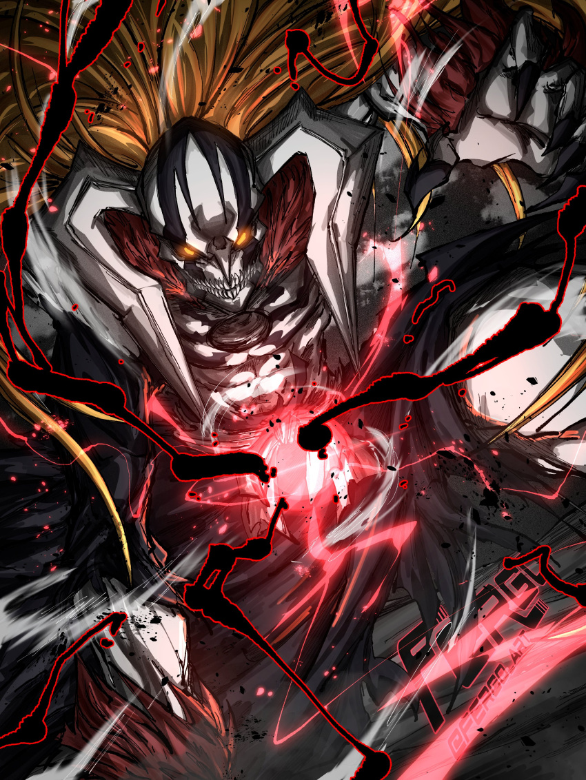 Safebooru - 1boy abs absurdres black claws black robe black sclera ...