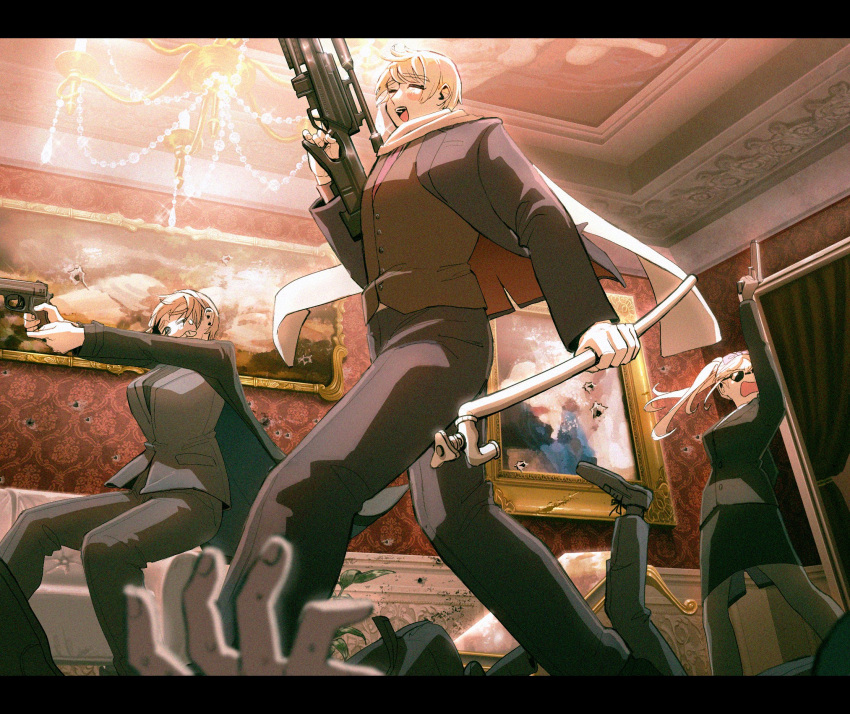 Safebooru - 1boy 2girls 3others arm up axis powers hetalia belarus (hetalia) black border black ...