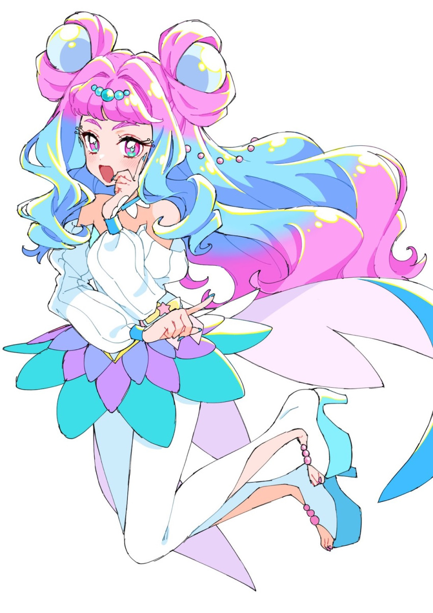 Safebooru - 1girl :d blue eyes blue hair blue nails blunt bangs cure la mer floating hair full ...