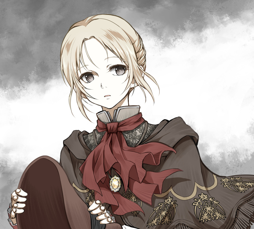 Safebooru - 1girl absurdres ascot bloodborne bonnet brooch brown bonnet brown capelet capelet ...