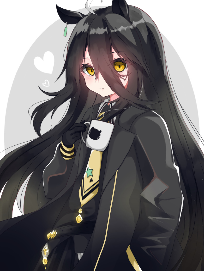 Safebooru - 1girl ahoge animal ears belt black belt black coat black gloves black shirt black ...