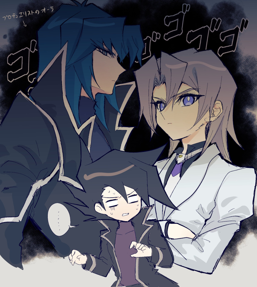 Safebooru - ... 3boys black coat black hair black shirt blue eyes coat crossed arms edo phoenix ...