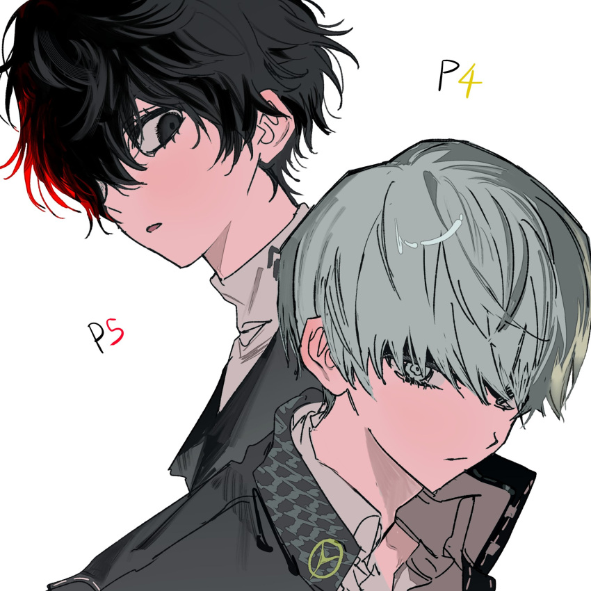 Safebooru - 2boys amamiya ren aqua eyes aqua hair black eyes black hair closed mouth collared ...