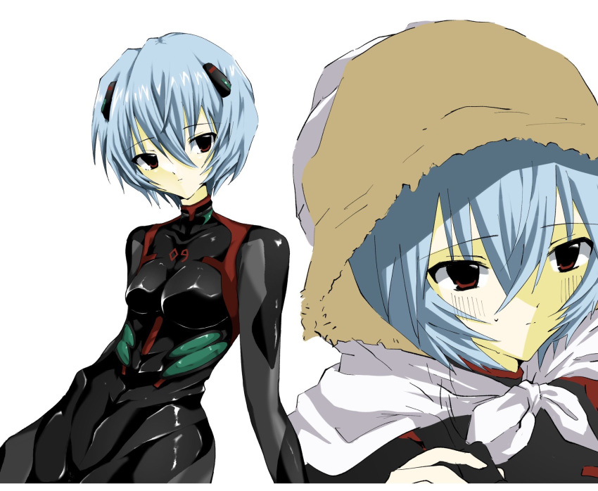 Safebooru - 1girl 2000s (style) ayanami rei blue hair blush highres mecha pilot suit neon ...