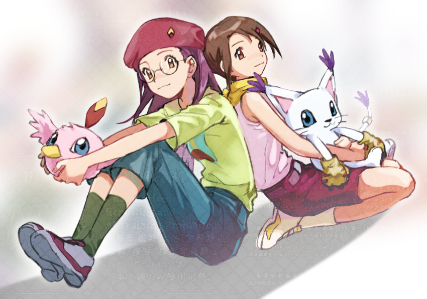 Safebooru - 2girls bandana bandana around neck blue eyes blue pants ...