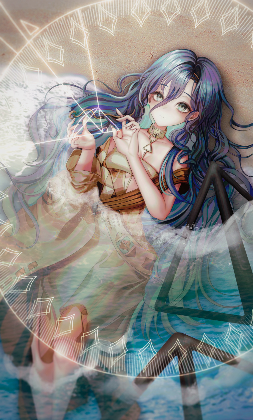 Safebooru - 1girl 37 (reverse:1999) absurdres ancient greek clothes bare shoulders beach blue ...