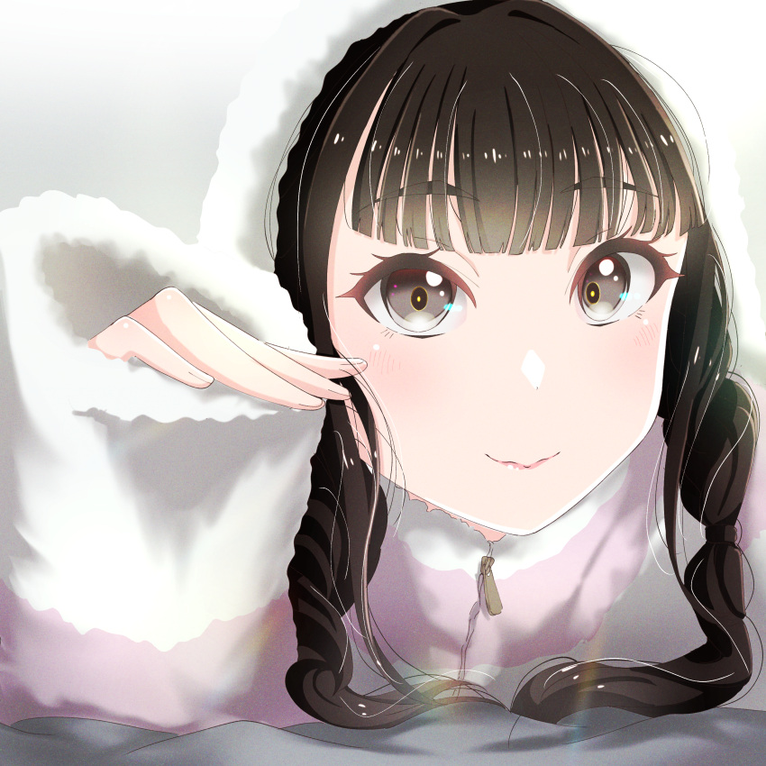 Safebooru - 1girl absurdres animification blunt bangs blush closed mouth commentary request fur ...