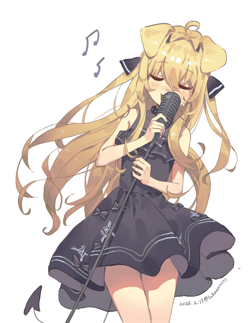 Safebooru - 1girl absurdres animal ears black dress black tail blonde ...