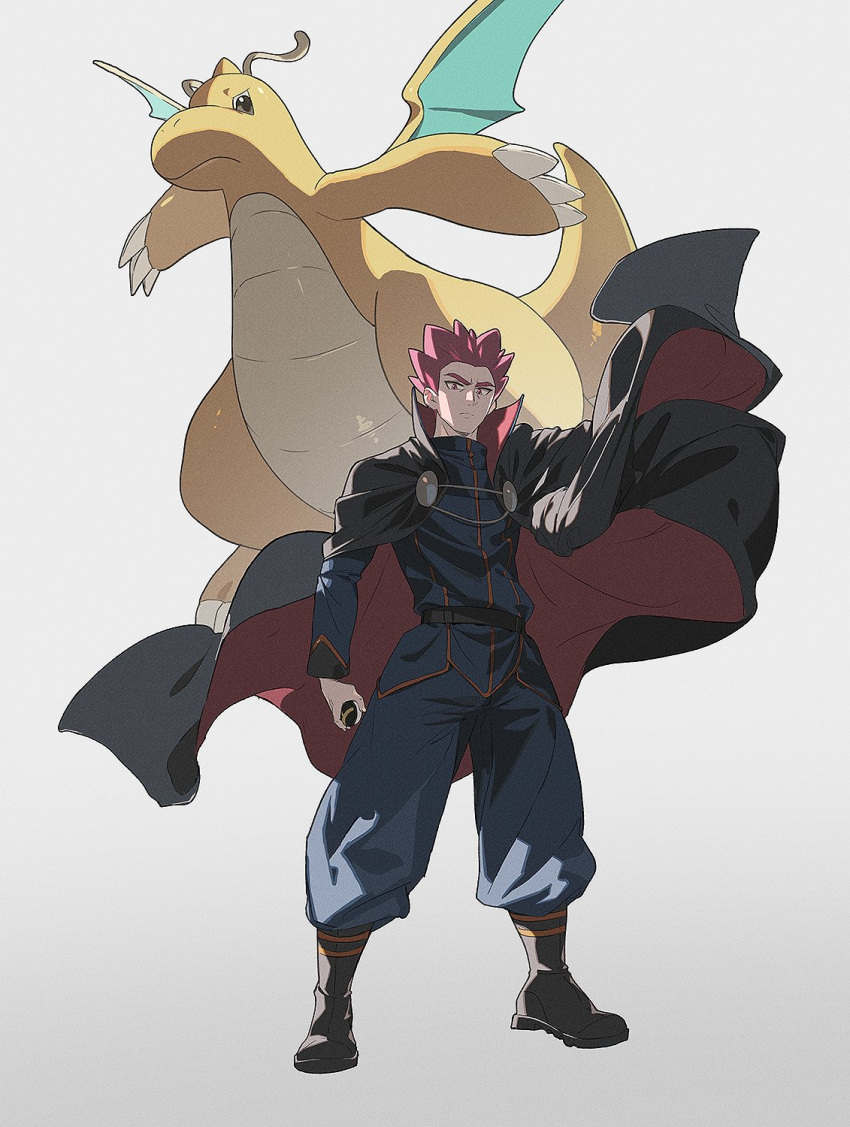 Safebooru - 1boy black boots black pants black shirt boots cape commentary daniel deng dragonite ...