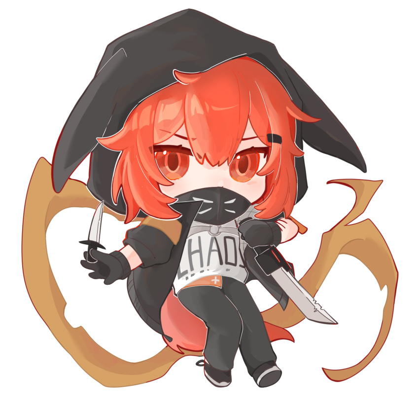 Safebooru - 1girl arknights black gloves black jacket black pants chibi ...