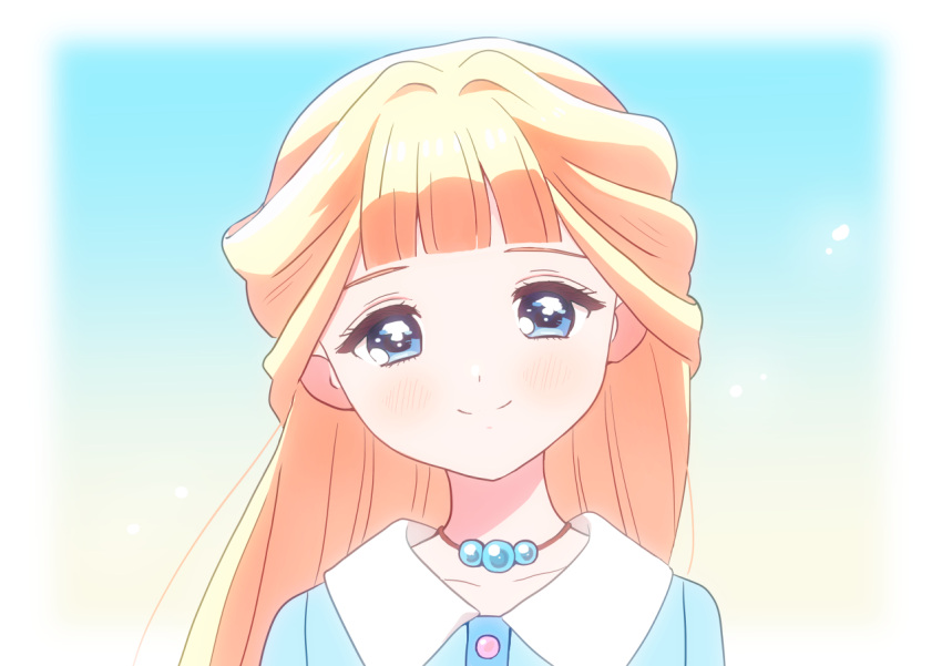 Safebooru - 1girl blonde hair blue dress blue eyes closed mouth collared dress commentary dress ...