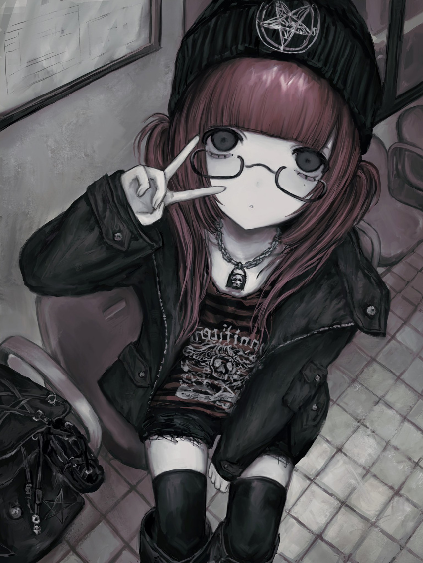 Safebooru - 1girl beanie blunt bangs chain chain necklace chan8016 ...