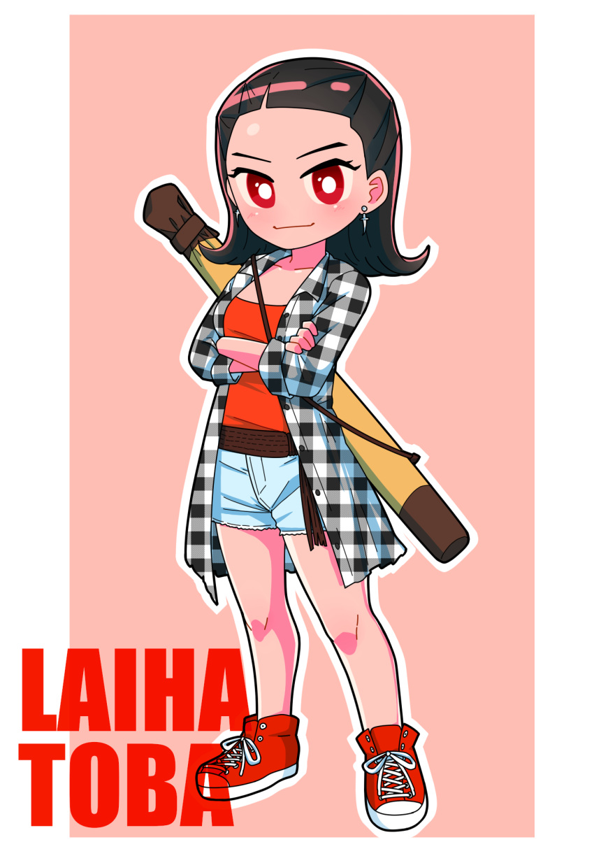 Safebooru - 1girl animification arched bangs bare legs belt blue shorts ...