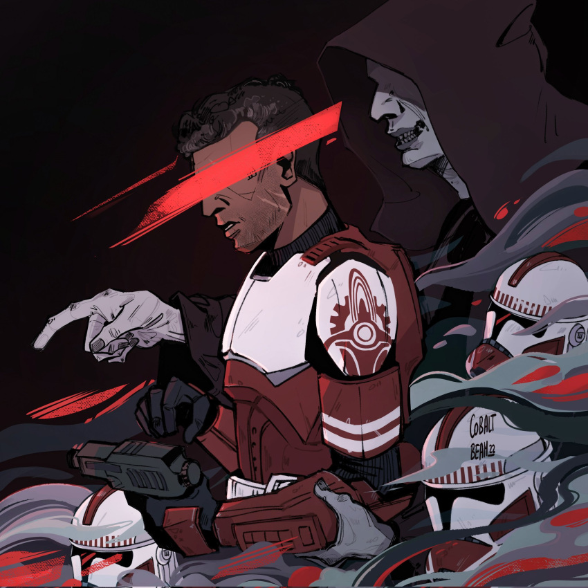 Safebooru - 2boys armor black hair black robe clone trooper clone ...