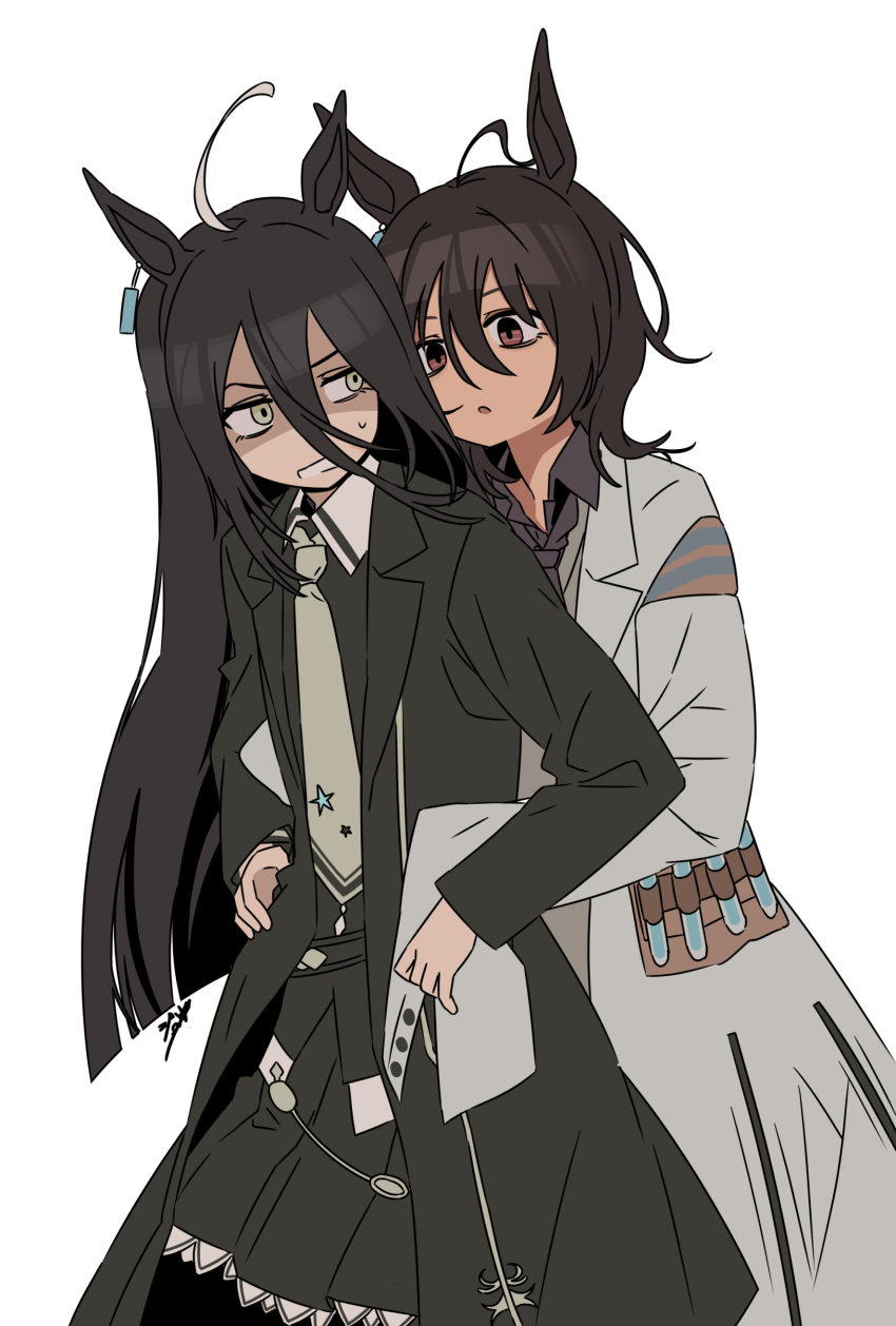 Safebooru - 2girls absurdres agnes tachyon (umamusume) ahoge animal ears annoyed arms around ...