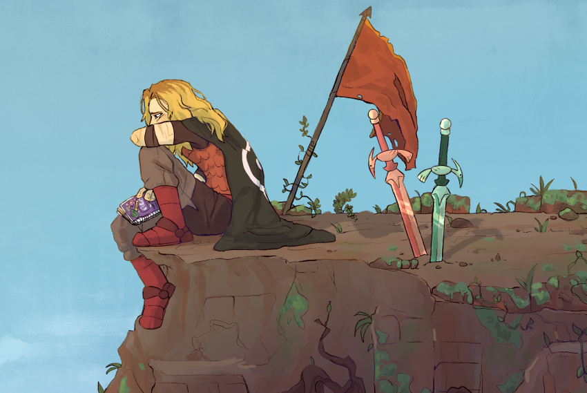 Safebooru - 1girl amphibia armor armored boots blonde hair boots breastplate cape cyra kingg ...