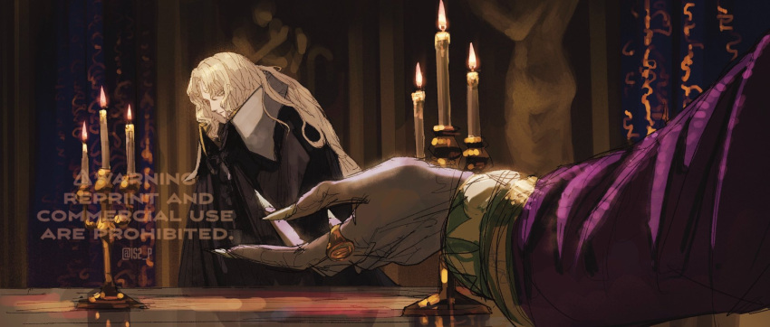 Safebooru - 1boy alucard (castlevania) bishounen blonde hair candle candlelight candlestand cape ...