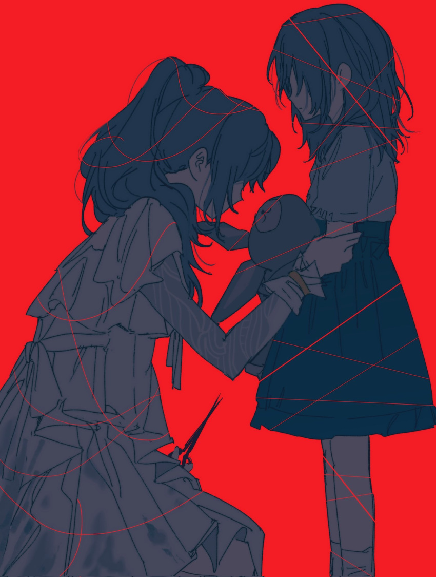 Safebooru - 2girls asahina mafuyu closed mouth color contrast dress expressionless frilled dress ...