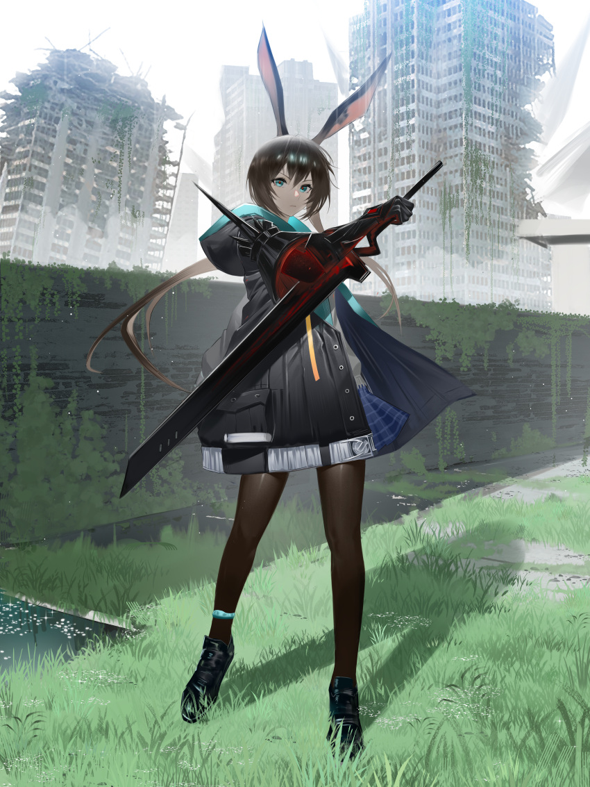 Safebooru - 1girl absurdres amiya (arknights) animal ears anklet aqua eyes arknights black ...