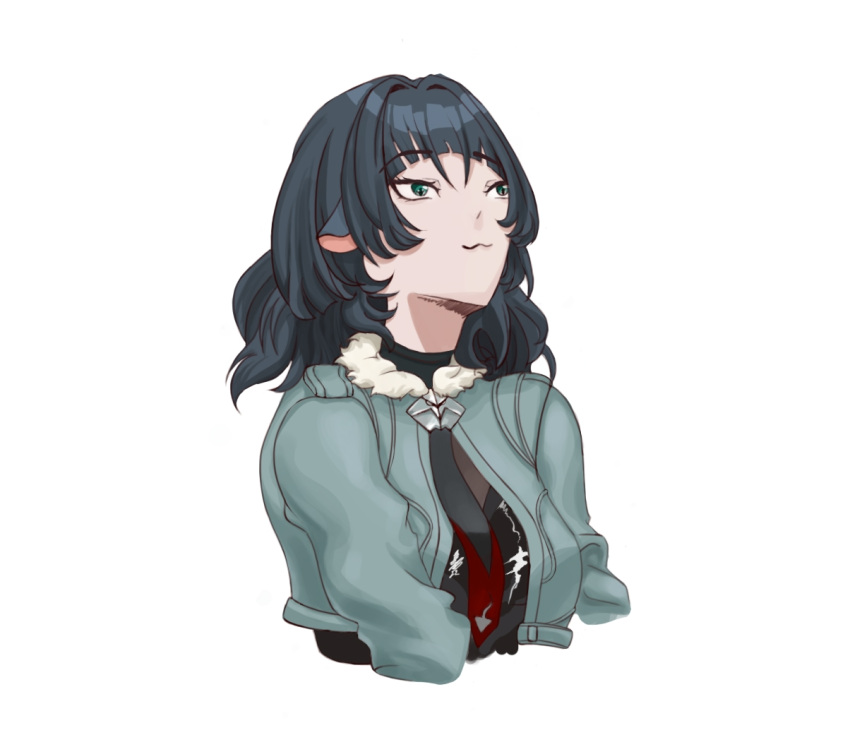 Safebooru - 1girl animal ears black hair breasts clueless fur-trimmed ...