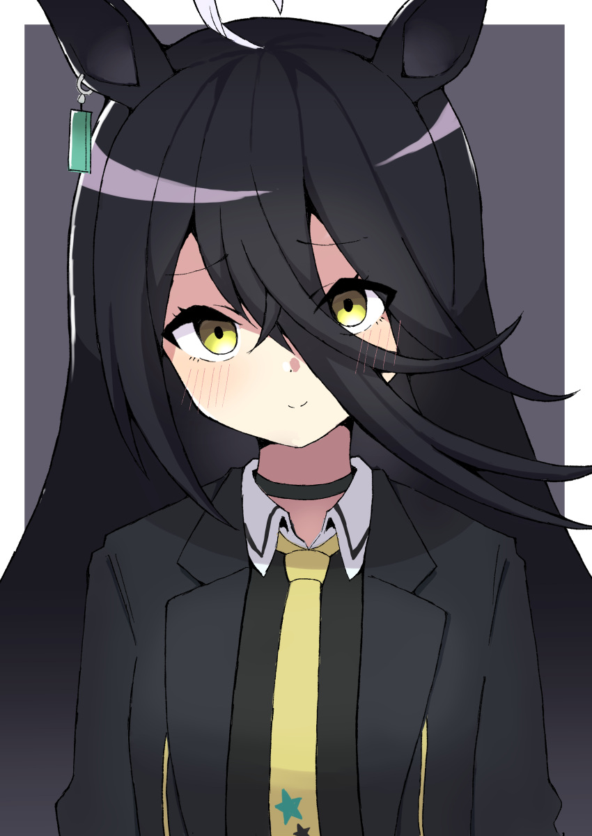 Safebooru - 1girl absurdres ahoge animal ears black choker black coat black shirt blush choker ...