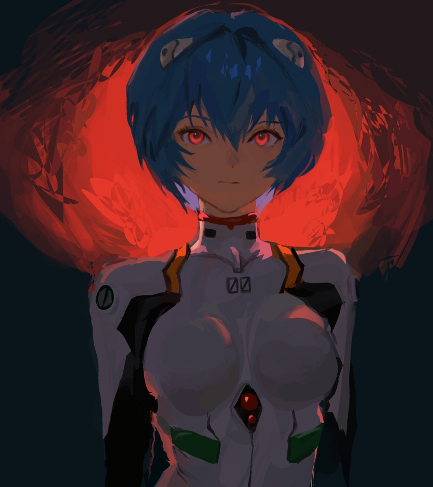 Safebooru - 1girl :| ayanami rei backlighting blue hair bodysuit closed mouth expressionless ...
