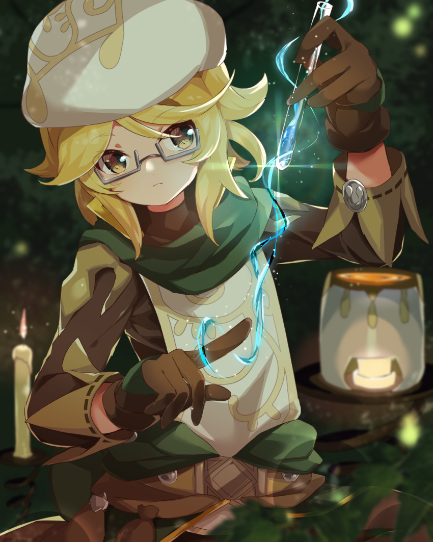 Safebooru - 1boy aromage cananga bandana belt beret blonde hair brown belt brown eyes brown ...