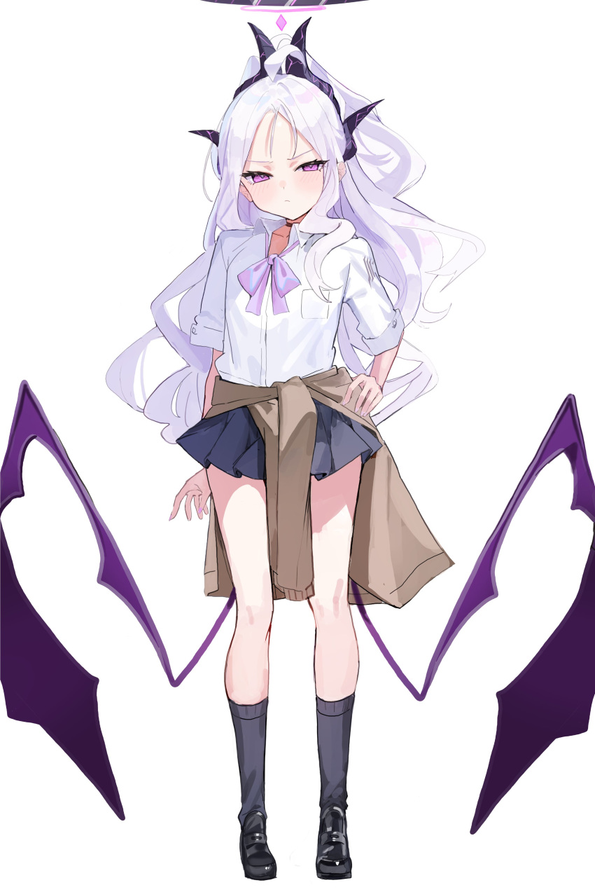 Safebooru - 1girl absurdres ahoge black halo blue archive demon girl demon horns demon wings ...