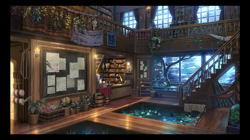 Safebooru - banister bookshelf bulletin board cupboard fantasy herb ...