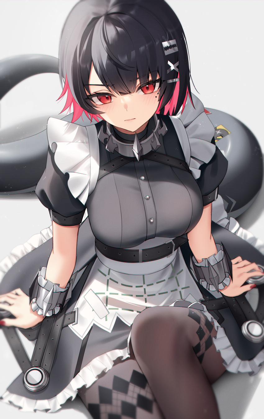 Safebooru - 1girl absurdres apron belt black dress black hair black tail breasts collar colored ...