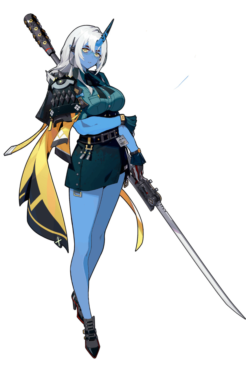 Safebooru - 1girl alternate color alternate hair color alternate skin color blue skin colored ...