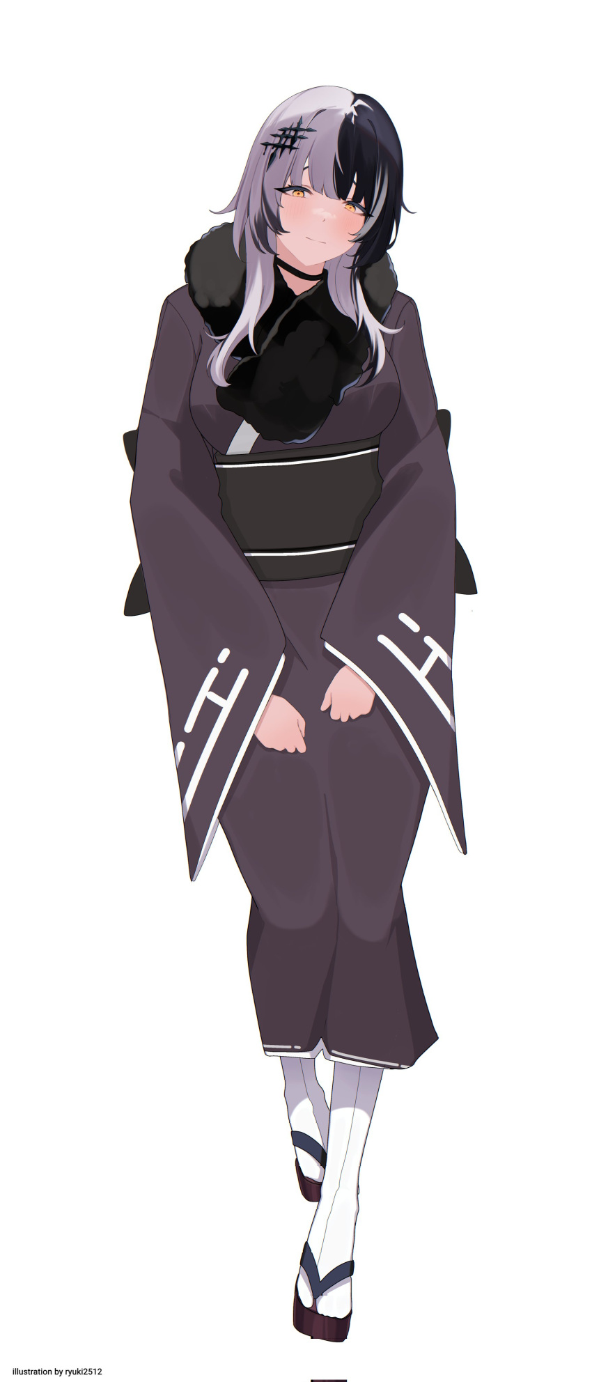 Safebooru - 1girl absurdres alternate costume black choker black kimono ...