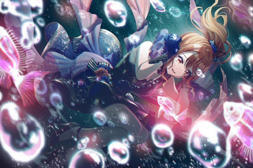 Safebooru - d4dj dress long hair orange hair seto rika yellow eyes ...