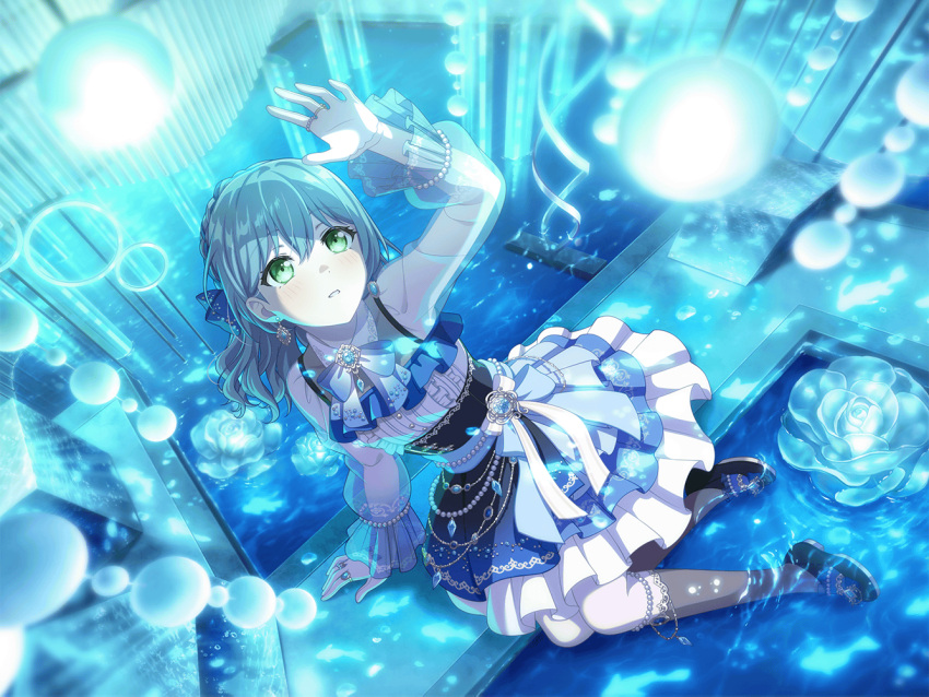 Safebooru - asahi rokka bang dream! blue hair dress green eyes long hair | 5636721