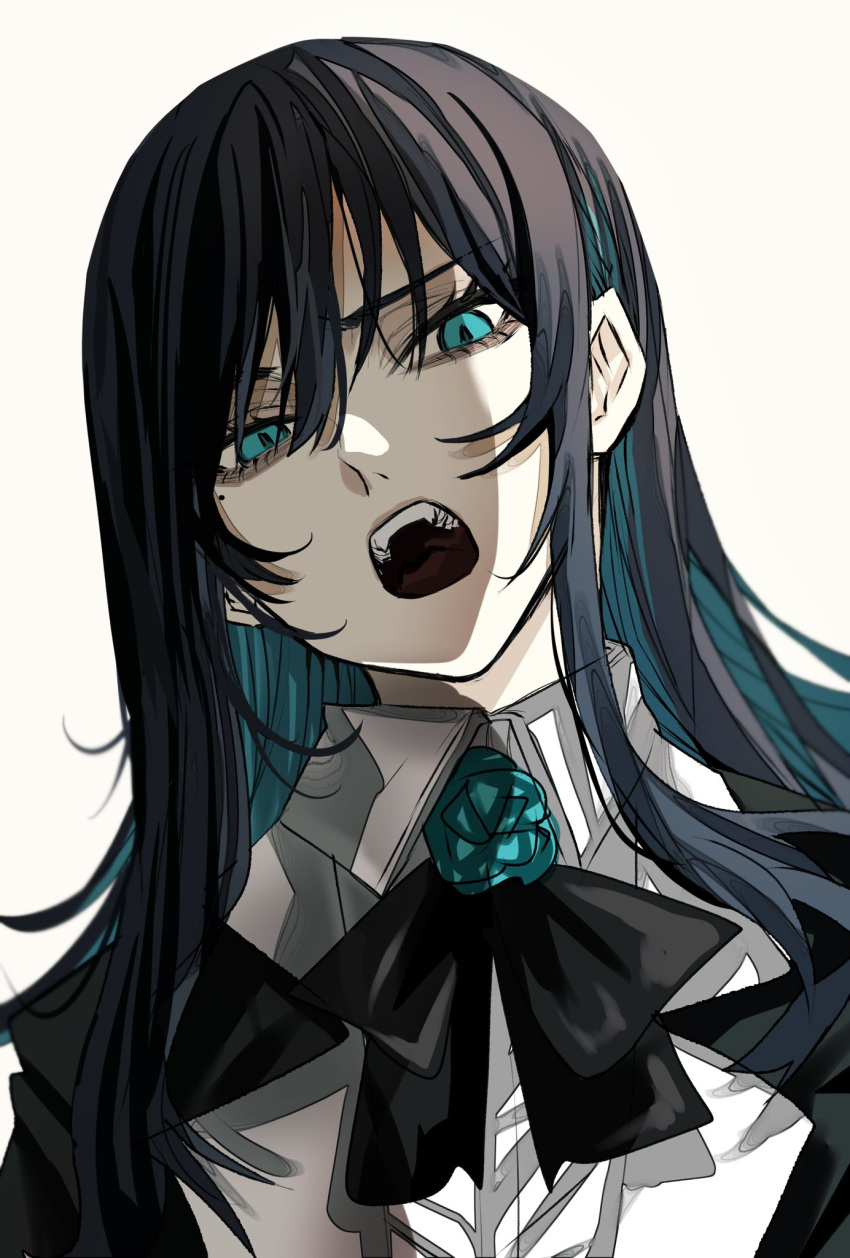 Safebooru - 1girl ado (utaite) black bow black bowtie black hair blue eyes bow bowtie chando ...