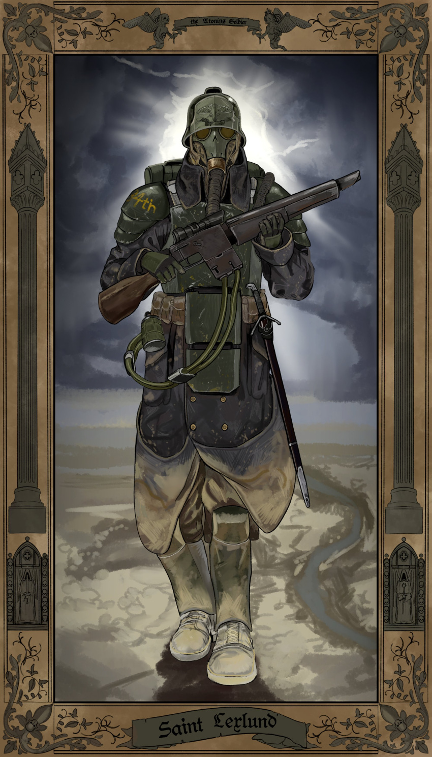 Safebooru - absurdres armor boots breathing tube combat helmet death ...