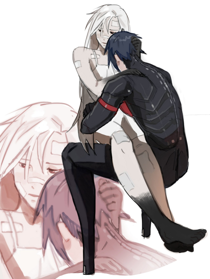 Safebooru - 2girls android ariane yeong bandaid bandaid on arm bandaid on face bandaid on knee ...