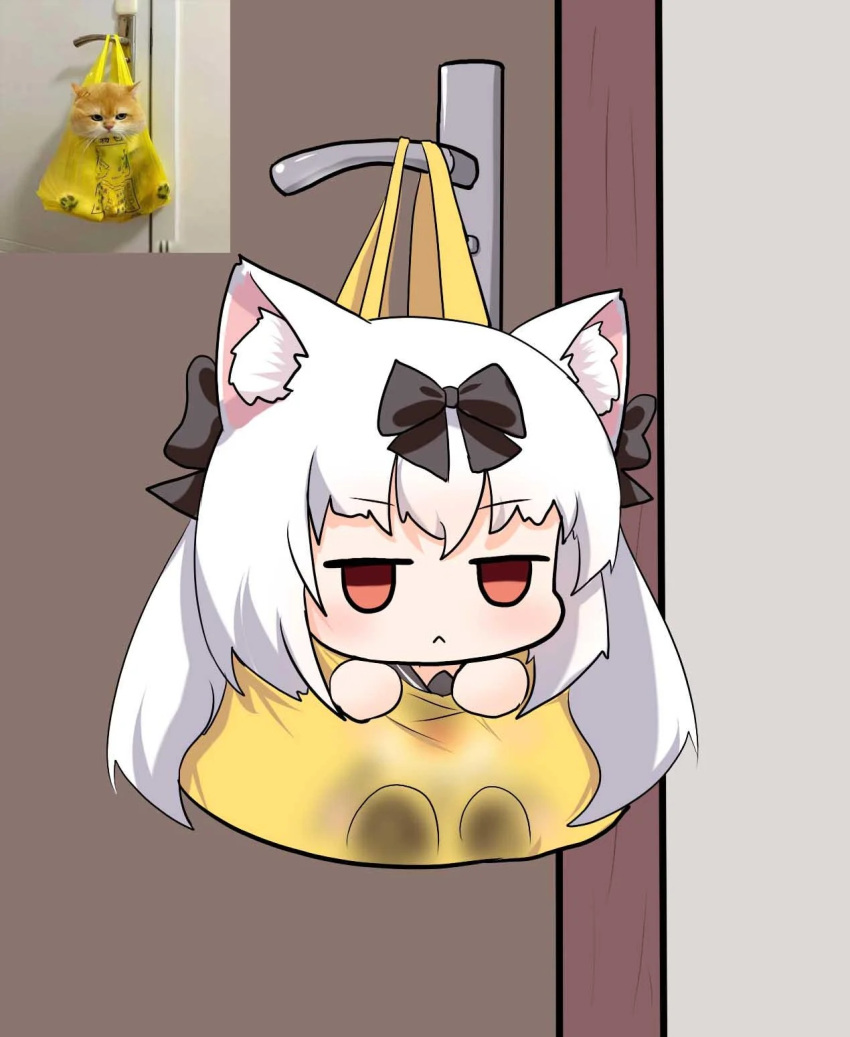 Safebooru - 1girl animal ears azur lane cat ears door long hair photo-referenced yukikaze (azur ...