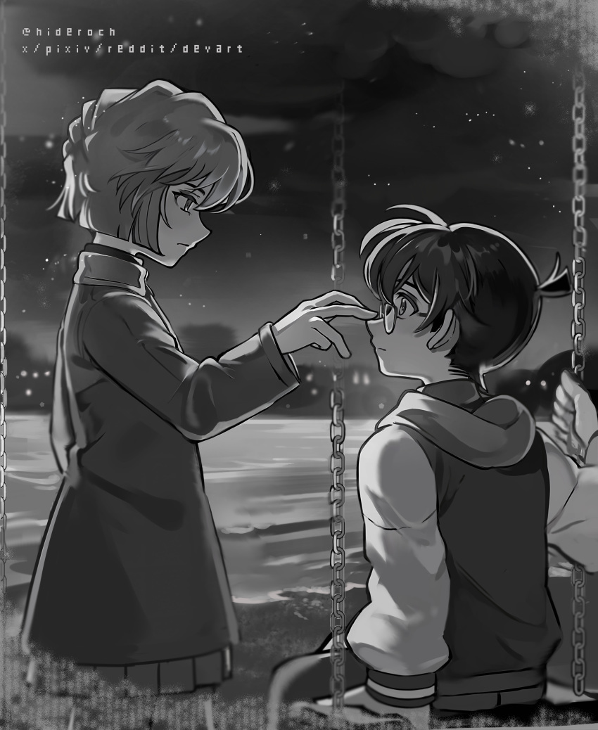 Safebooru 1boy 1girl Absurdres Adjusting Anothers Eyewear Artist 6048